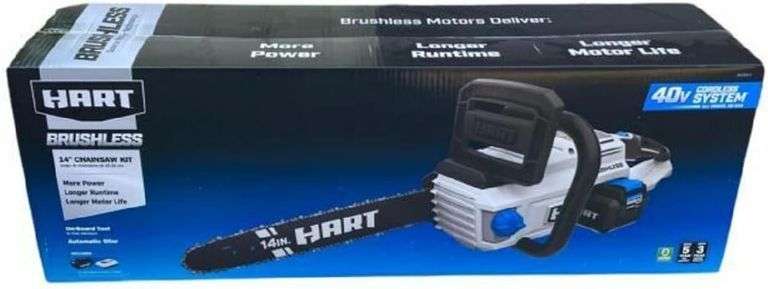 HART 40-Volt Cordless Brushless 14-inch Chainsaw Kit (1) 4.0Ah Lithium ...