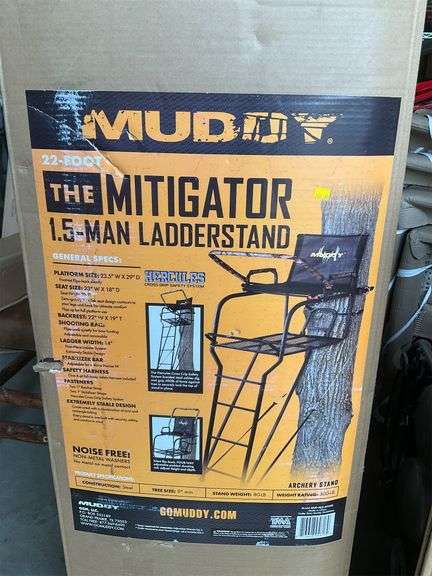 Muddy 22-Ft The Mitigator 1.5-Man Ladderstand - Matthews Auctioneers