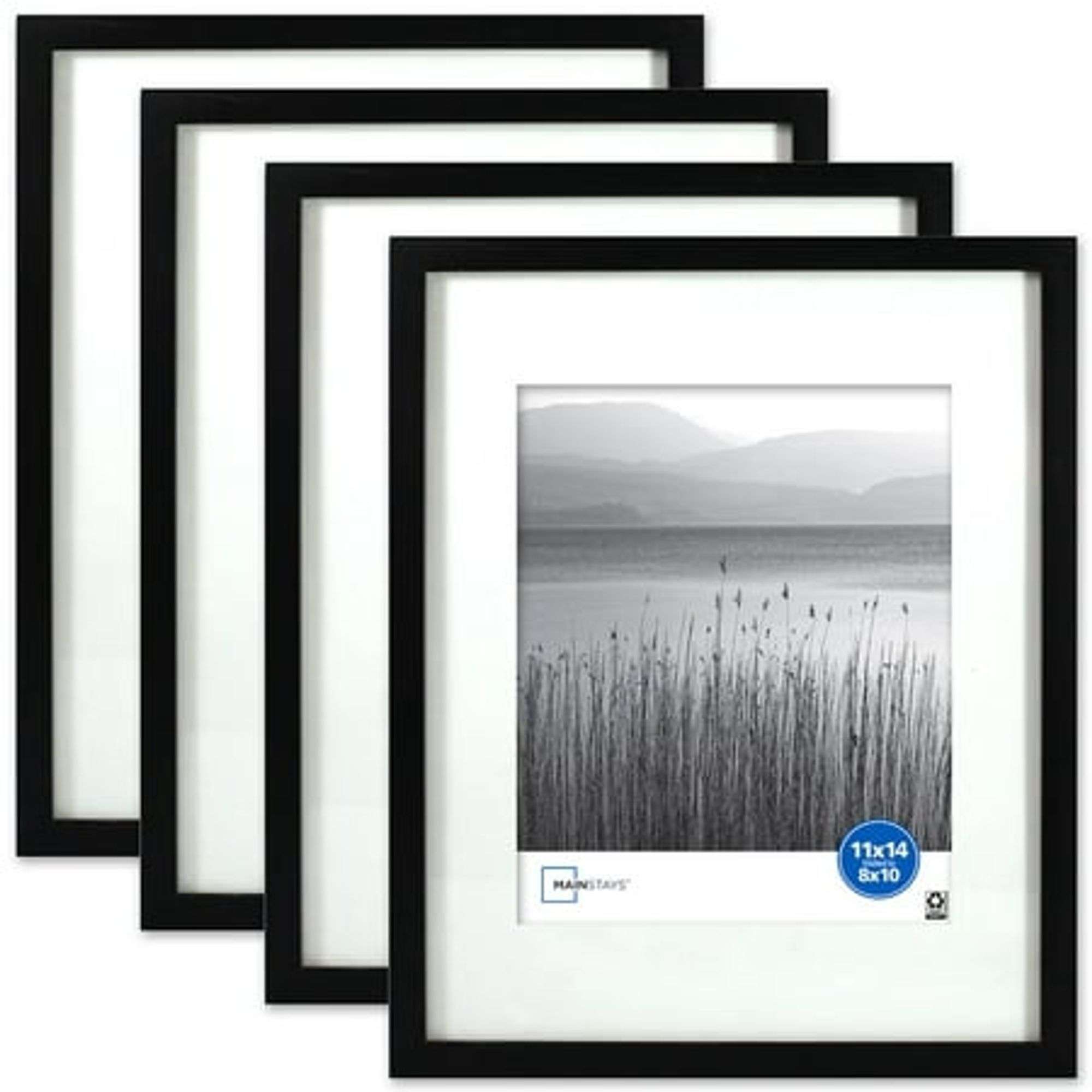Mainstays 11x14 inch Matted to 8x10 inch Black 0.5 Gallery Wall Picture Frame Set of 4 Matthews Auctioneers