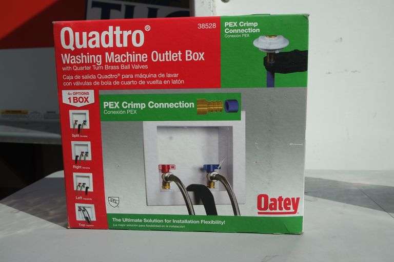 Quadtro 1/2 in. x 1/2 in. PEX Compatible Washing Machine Outlet Box ...