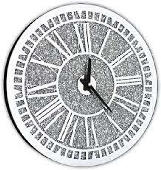 Crystal sparkle twinkle bling round wall clock - Matthews Auctioneers