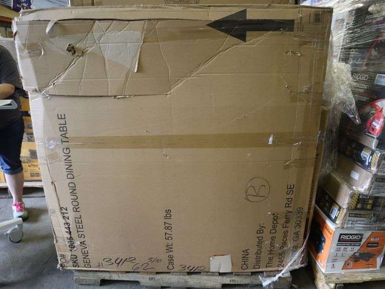 Hampton Bay Geneva Steel Round Dining Table - Matthews Auctioneers