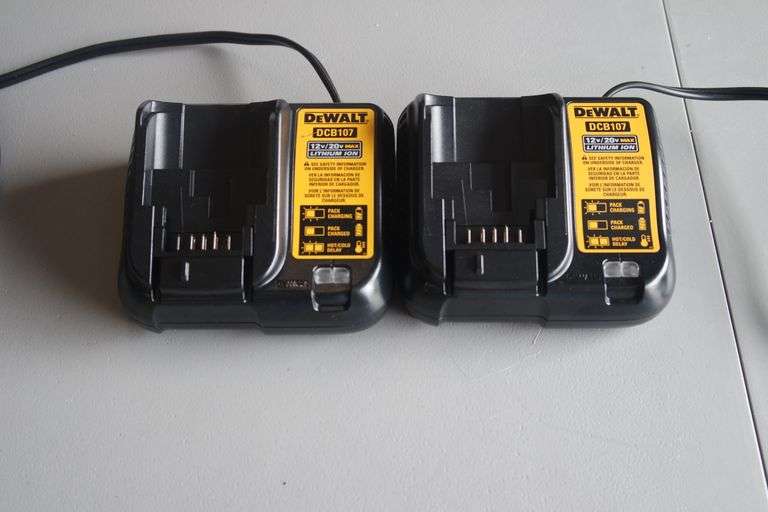 (2) Dewalt Dcb107 Lithium Ion Battery Charger - Matthews Auctioneers