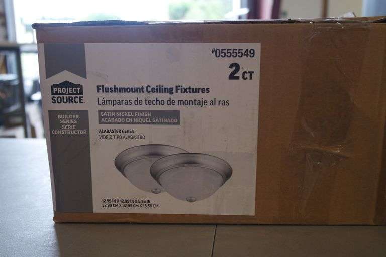 Project Source 2-Pack 2-Light 13-in Satin Nickel LED Flush Mount Light ...