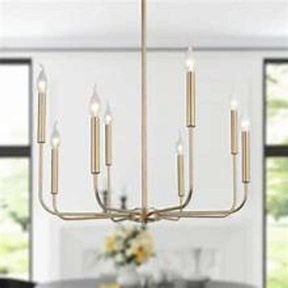 Linear Gold Staggered Candlestick Island Chandelier, 8-Light Vintage ...
