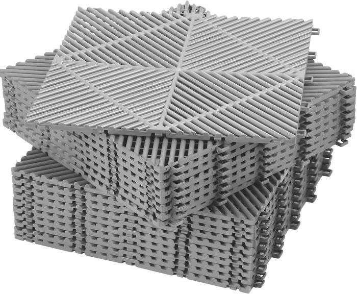 Barydat 12'x 12' Garage Interlocking Tiles, Modular Plastic, Drainage ...