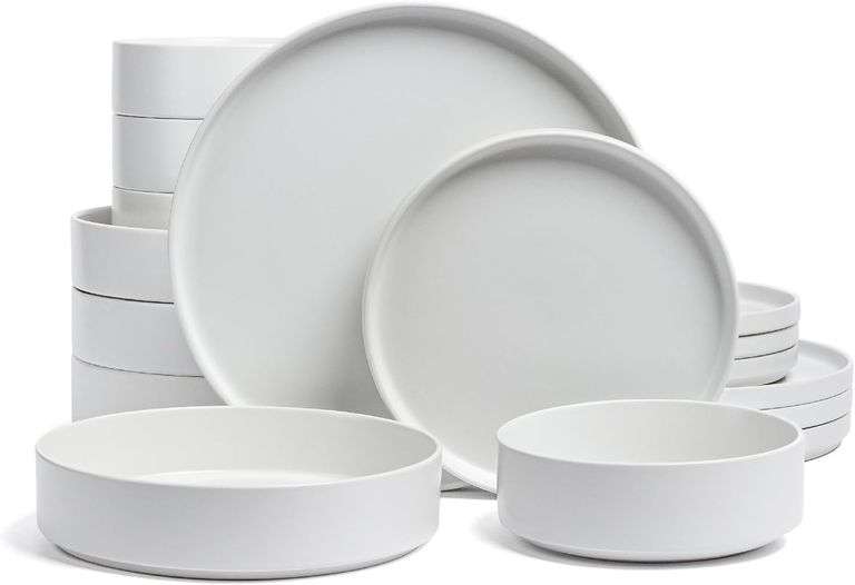 over&back 16-Piece Stackable Dinnerware Dish Set - Stoneware Dishes ...