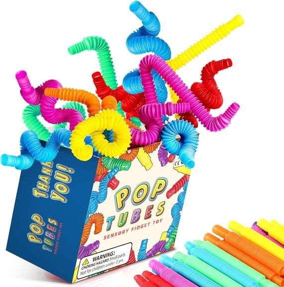 2 Pop Tubes Mini 12 Packs Plastic Stretch Pop Fun Toys Sensory Stress ...