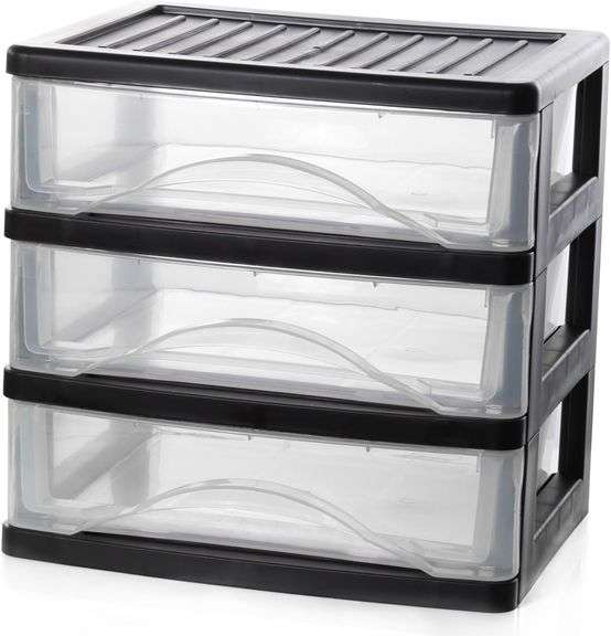 BYCY 3 Drawer Clear Stacking Desktop Organizer, Plastic Drawer Storage ...