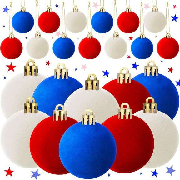 (7) HyDren 24 Pcs Fall Tree Ornaments 1.57' Velvet Thanksgiving Ball ...