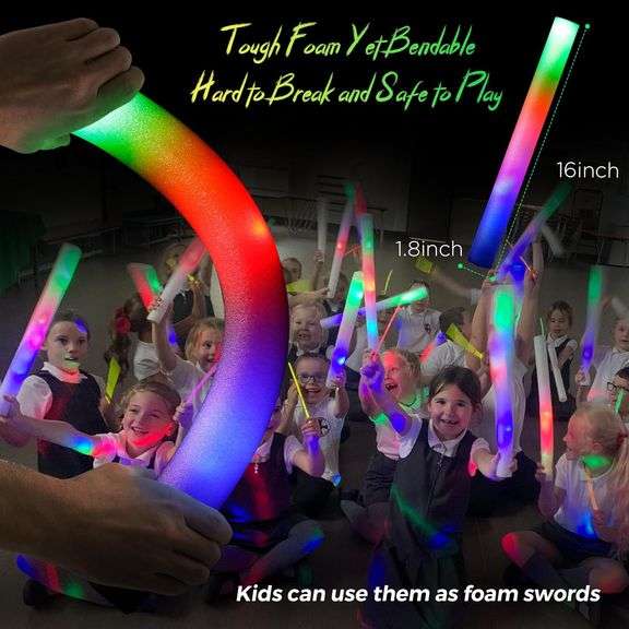 50 PCS Led Foam Sticks - Bietrun Flashing Foam Glow Sticks Party ...