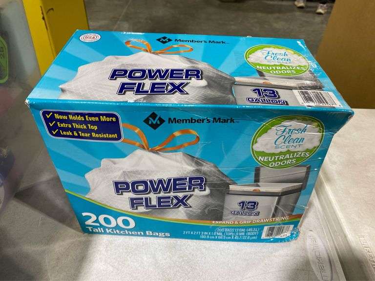 Members Mark Power Flex Tall Kitchen Bags, 200 Count - Matthews Auctioneers