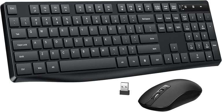 Wireless Keyboard and Mouse Combo, Lovaky 2.4G Full-Sized Ergonomic ...