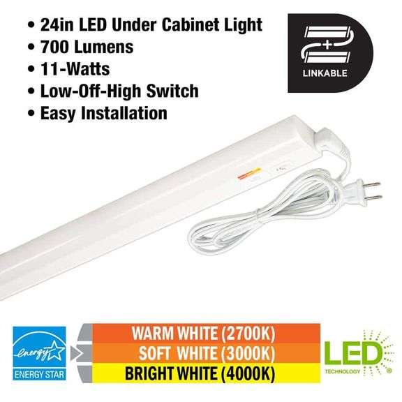 Plug-In 24 inch Linkable LED Undercabinet Light Task Under Counter ...
