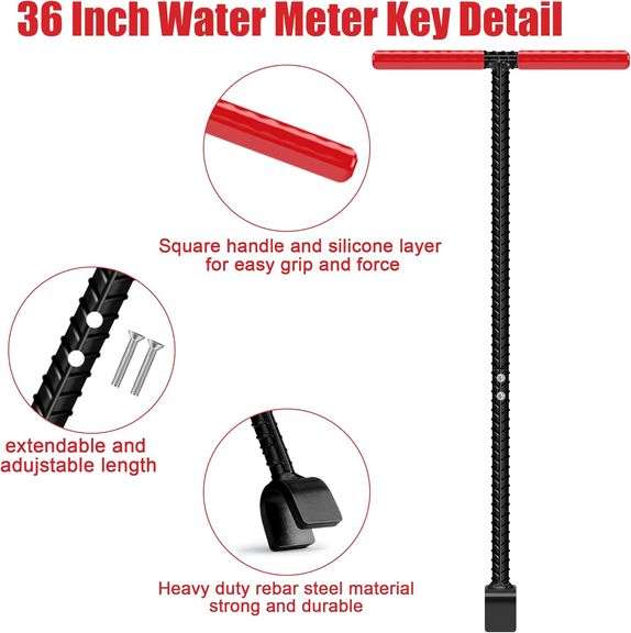 Pftjujudan Water Meter Key Wrench,Water Shut Off Tool,17 Inch Enforced ...