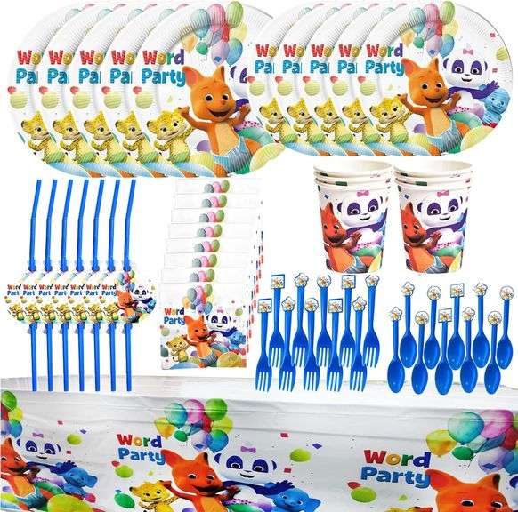 (2) Word Party Birthday Party Decorations, Word Party Plates, Straws ...