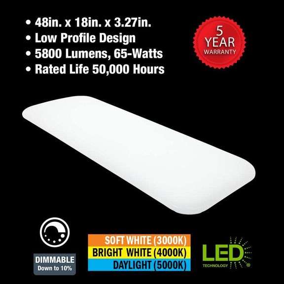 Commercial Electric 48 in. X 18 in. Low Profile LED Flush Mount ...