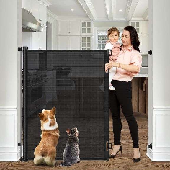 48 Inch Tall Pet Gate for Cats, Extends to 55" Wide Retractable Baby ...