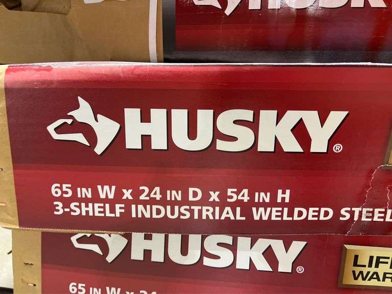 Husky 3-Tier Heavy Duty Industrial Welded Steel Garage Storage Shelving ...