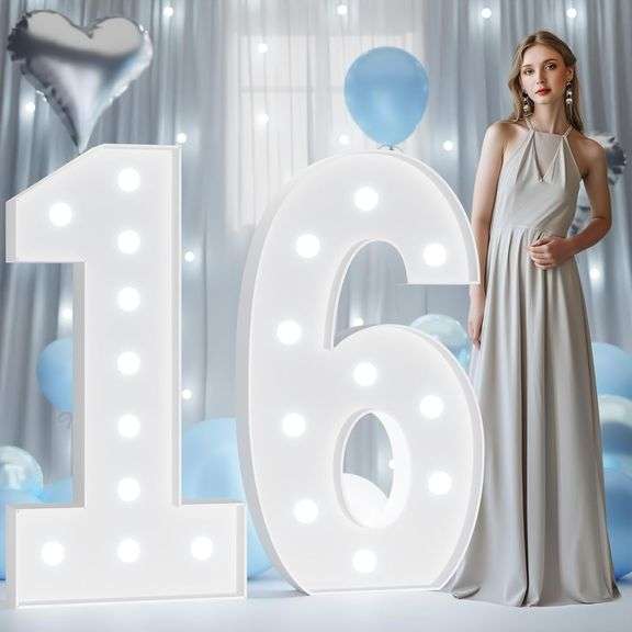 Bugame 4FT Marquee Numbers with Cool White Light for Birthday Party ...