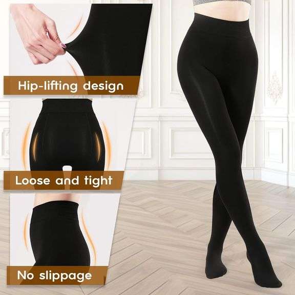 YANGTE Fleece Lined Tights Women Fake Translucent Winter Thermal Tights ...