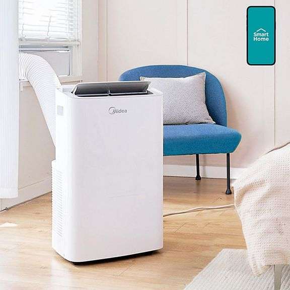 Midea 8,000 DOE (12,000 BTU ASHRAE) SmartCool Portable Air Conditioner, For spaces up to 350 Sq ...