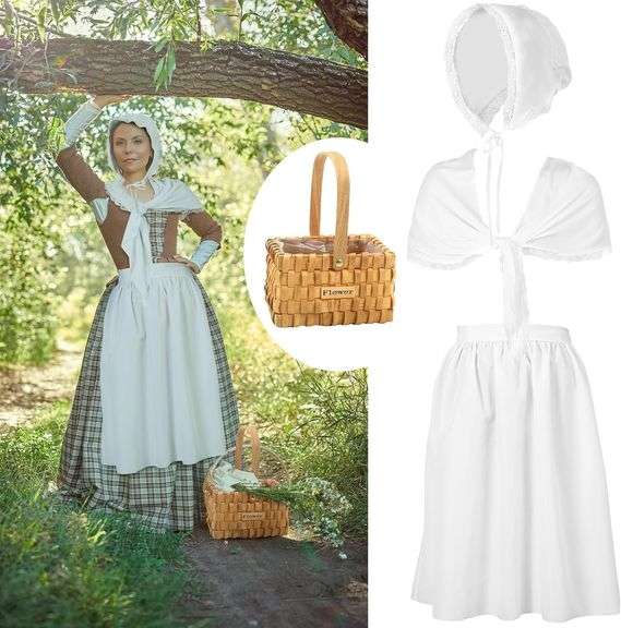 Panitay 4 Pieces Colonial Costume Accessories, White Mob Cap, Prairie ...
