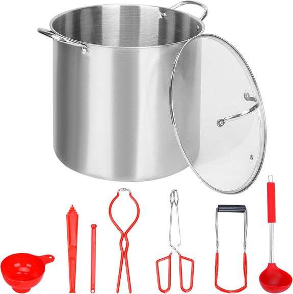 21.5 Quart Canning Pot Set, Stainless Steel Water Bath Canner with ...