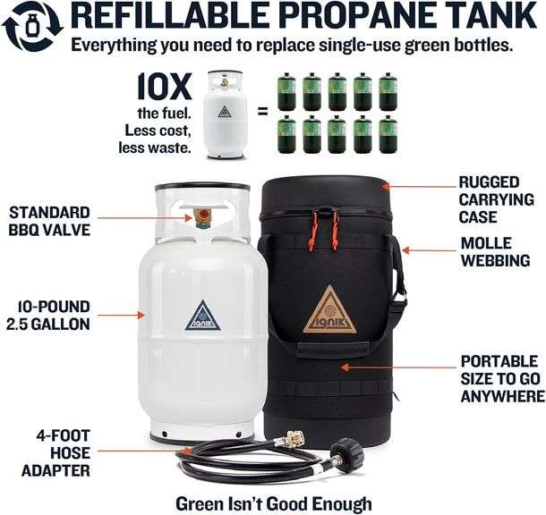 Ignik Refillable Gas Growler X 10-Pound Propane Tank with Carry Case ...