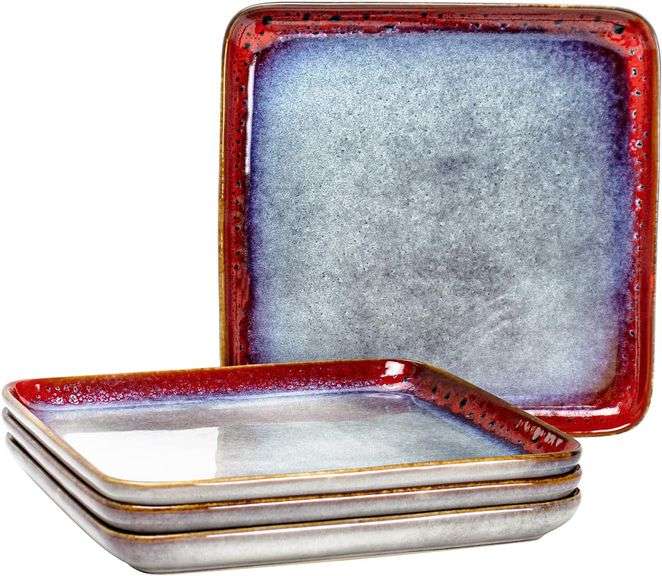 HENXFEN LEAD Ceramic Square Dinner Plates 11 Inch, Large Serving Dishes ...