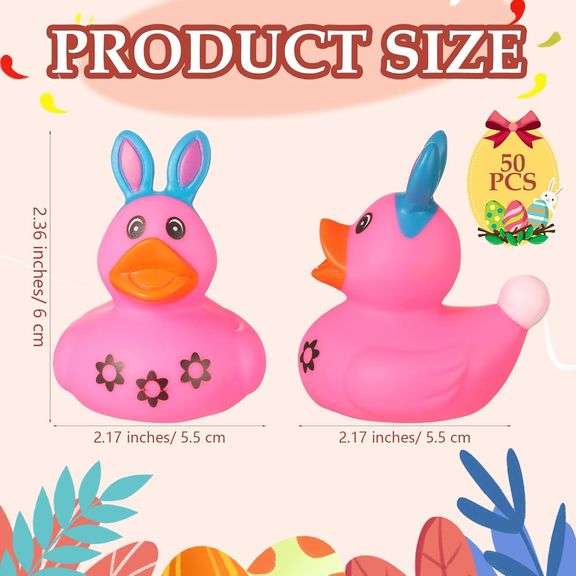 50 Pcs 2.36' Easter Rubber Ducks Assorted Easter Rubber Duckies Funny Squeeze Ducks Mini Rubber ...