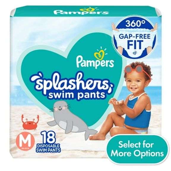 (2) Pampers Splashers Swim Diapers Size M, 18 Count - Matthews Auctioneers