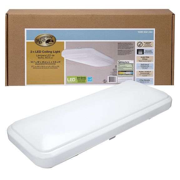 24 in. X 12 in. Classic White Rectangle LED Flush Mount Ceiling Light ...