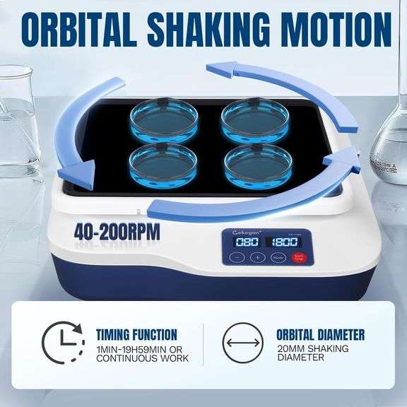 Cekegon 40-200RPM Digital Orbital Shaker, Orbital Rotator Shaker with ...