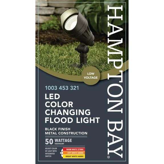 Hampton Bay 50-Watt Equivalent Millennium Black Adjustable Light Color ...