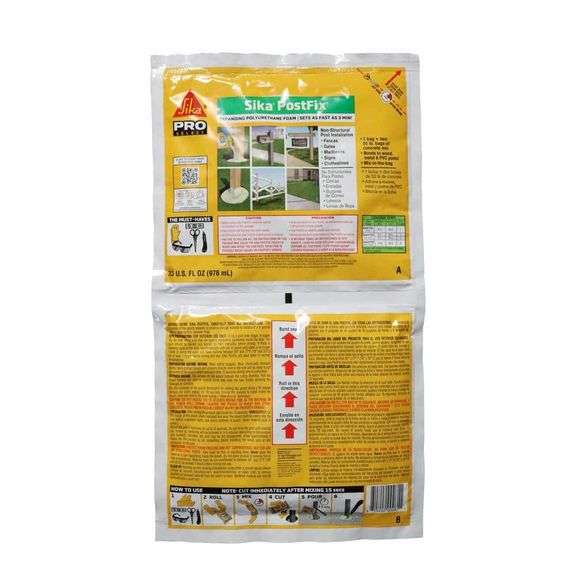 33 fl. Oz. Sika PostFix Fence Post Mix, Mix-In-The-Bag Expanding Foam ...
