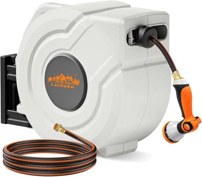 Lashake Retractable Garden Hose Reel-1/2 In X 100 Ft Wall Mounted ...