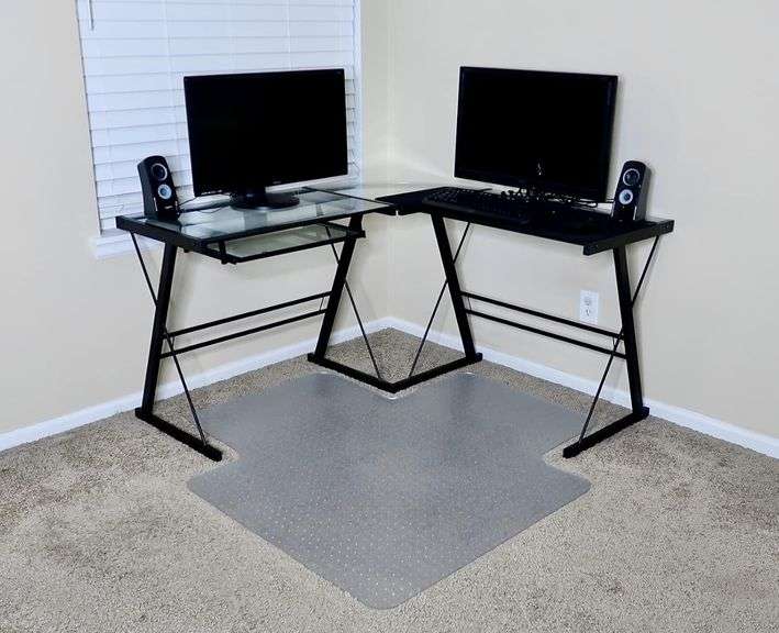 PVC Floor mat for L-Shaped desks (Studded), Transparent - Matthews ...