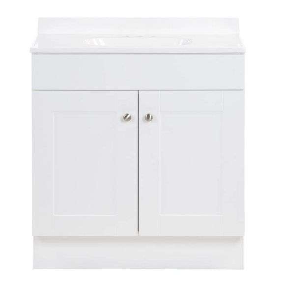 Project Source White 30-in White Undermount Single Sink Bathroom Vanity ...
