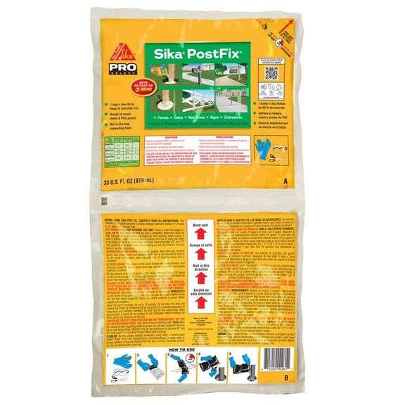 33 fl. Oz. Sika PostFix Fence Post Mix, Mix-In-The-Bag Expanding Foam ...