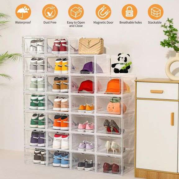 Upgraded X-Large 6 Pack Clear Shoe Storage Organizer,Stackable Shoe ...