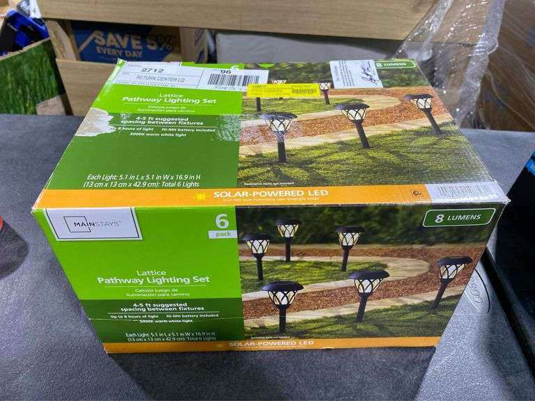 Mainstays Solar Powered Black Lattice LED Landscape Pathway Light with ...