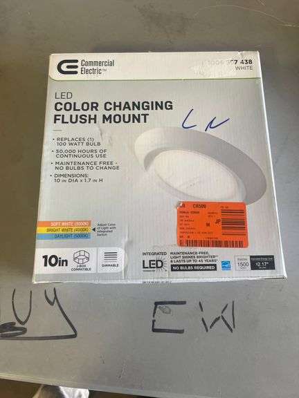 10 in. 18-Watt Color Selectable LED Flush Mount Disk Light J-Box ...