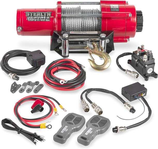 Stealth Winches 4500lb UTV ATV Winch, 12 Volt Electric Winch with 2 ...