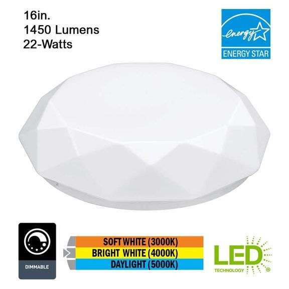 Commercial Electric 16 in. Diamond Shape Entryway Light LED Flush Mount ...