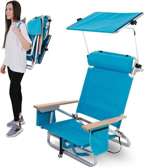 PiQuick a tivating Rest Folding Backpack Beach Chair, Aluminum 5 ...