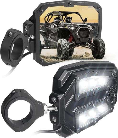 Kemimoto UTV Side Mirror Lights, Rear View Mirror for 1.75" / 2" Roll ...