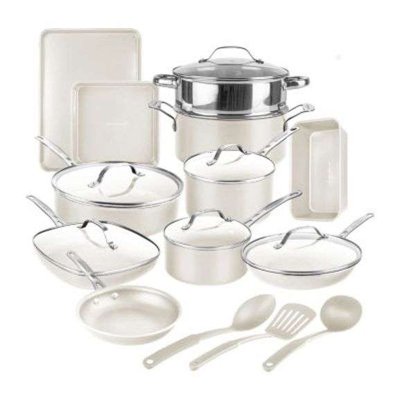 Gotham Steel Cream 20-pc. Express Cookware Set with Bakeware and ...