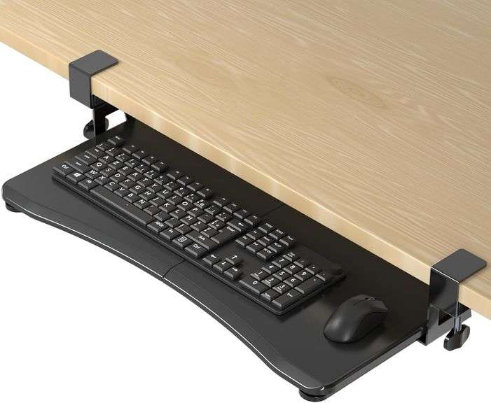 suptek Keyboard Tray Under Desk Pull Out with C Clamp Mount, Computer ...