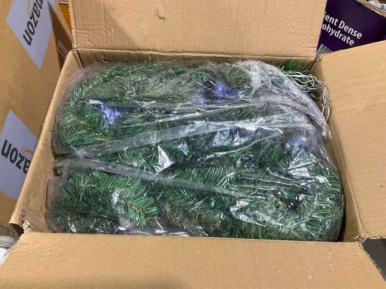 Wanna-CUL Pre-Lit 6 ft Silver Blue Christmas Garland Decor with Lights ...